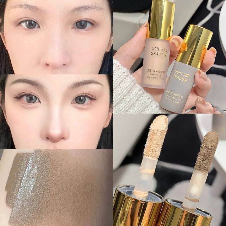Stik kontur cair, pena Contour kosmetik untuk mencerahkan wajah ...
