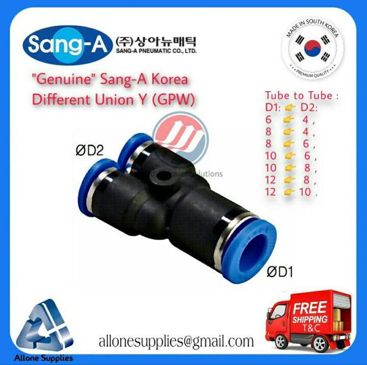 "Sang-A" GPW Series Different Union Y Pneumatic Fitting "Made in Korea" , Premium Quality , for ...