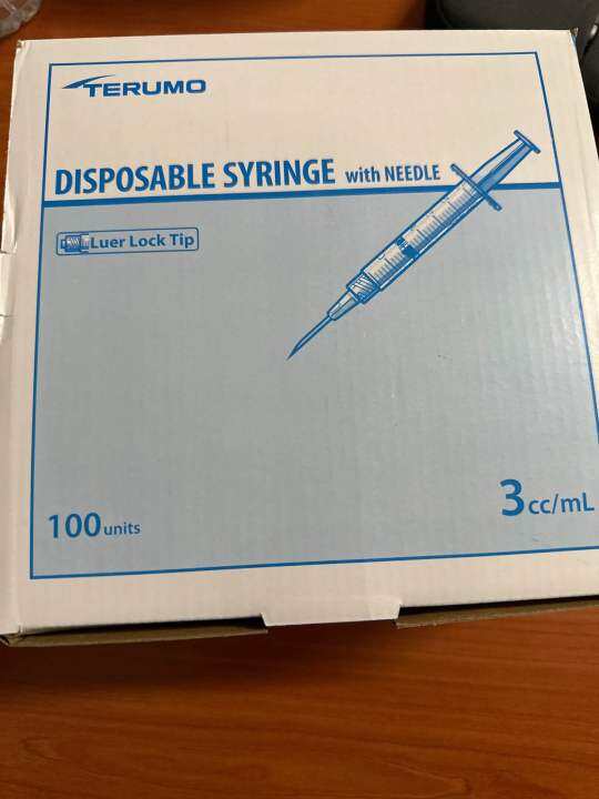 SYRINGE TERUMO w/needle LUER LOCK TIP ORIGINAL *sterile *non-pyrogenic , 3CC, 100 PCS | Lazada PH