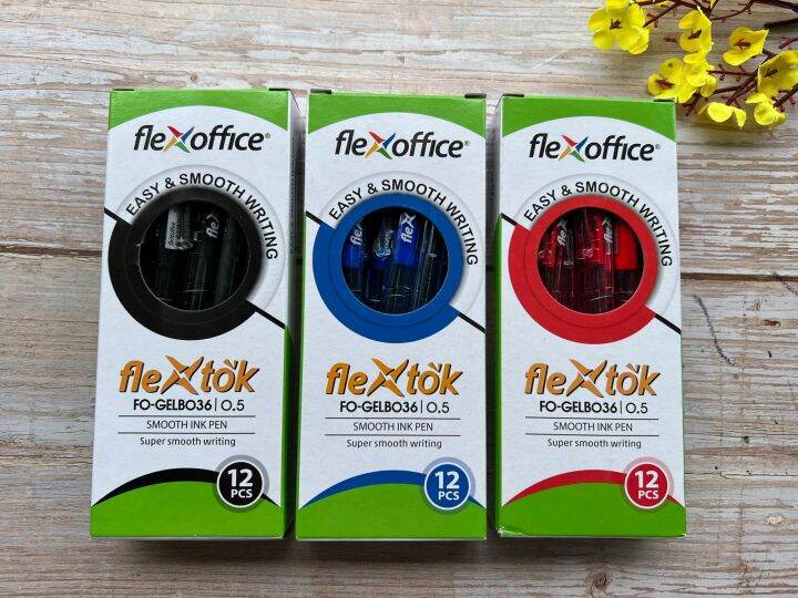 Flextok Ballpen Black / Blue / Red 0.5mm Retractable 12pcs/ box | Lazada PH