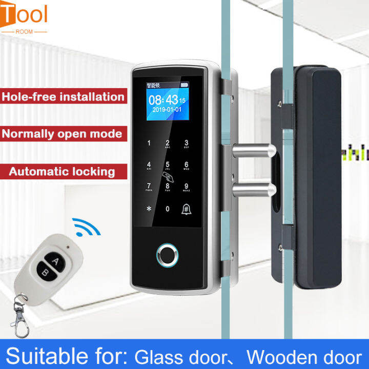 Fingerprint Door Lock Glass Door Smart Electric Gate Opener RFID Card ...