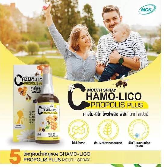 Chamo-Lico PROPOLIS plus Mouth Spray (คาร์โม-ลิโค โพรโพลิซ พลัส เมาท์ สเปรย์) สเปรย | Lazada.co.th