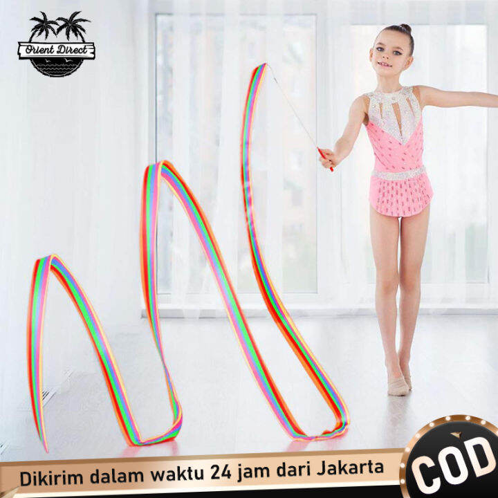 4m Dance Twirling Ribbon Colorful Ballet Ribbon Rod Gymnastic Stick ...