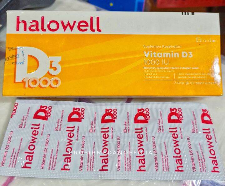 HALOWELL VITAMIN D3 1000 IU per strip - TABLET KUNYAH RASA ENAK VIT D ...