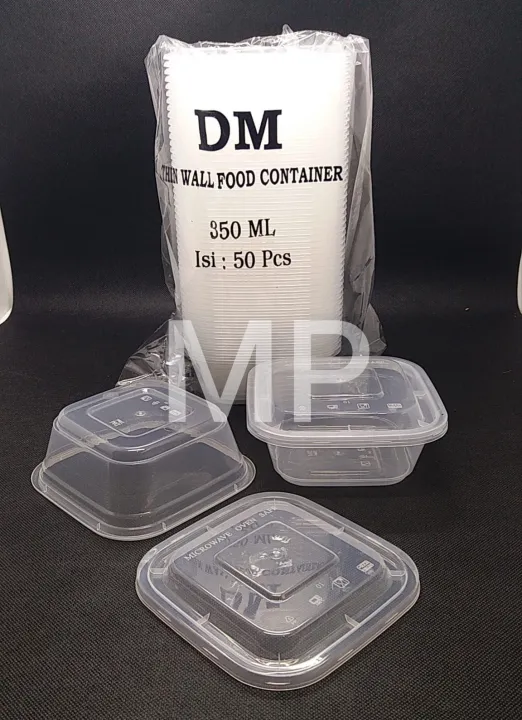 Thinwall Food Container Sq 350ml Thinwall Kotak Plastik Isi 25pcs