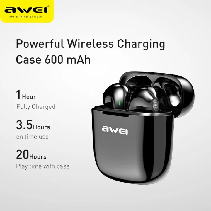 Awei T26 Wireless Earbuds Bluetooth Earphones With Power Stereo Sound ...