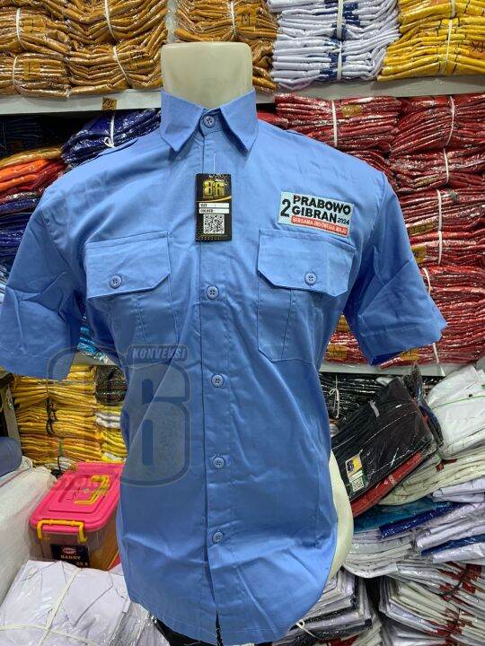 baju kemeja pendukung Prabowo-Gibran baju lengan pendek tim kampanye prabowo gemoy | Lazada ...