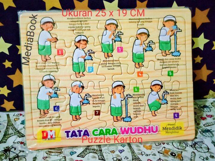 Puzzle Pazel / Puzel Karton Edukasi Tata Cara Wudhu Kecil Full Colour ...