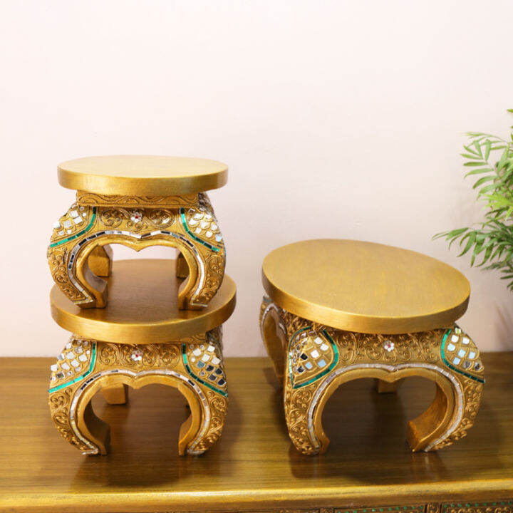 Thai Style Solid Wood Stool Doorway Shoe Wearing Stool Household Small ...