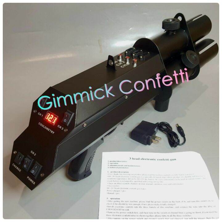 ปืนยิงเปเปอร์ชู๊ตไฟฟ้า 3 Haed Electronic Confetti Gun เปเปอร์ชู๊ต ...