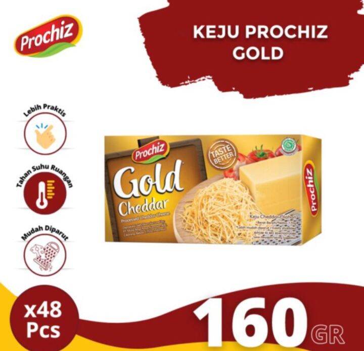 Prochiz Gold Cheddar Cheese Keju kemasan kecil 160 gr | Lazada Indonesia