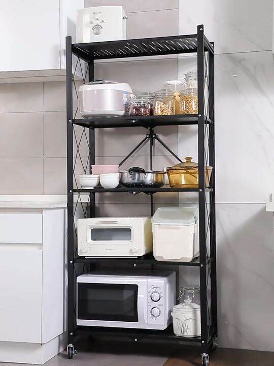 Multilevel folding kitchen storage rack 3/4/5 Folding storage rack with ...