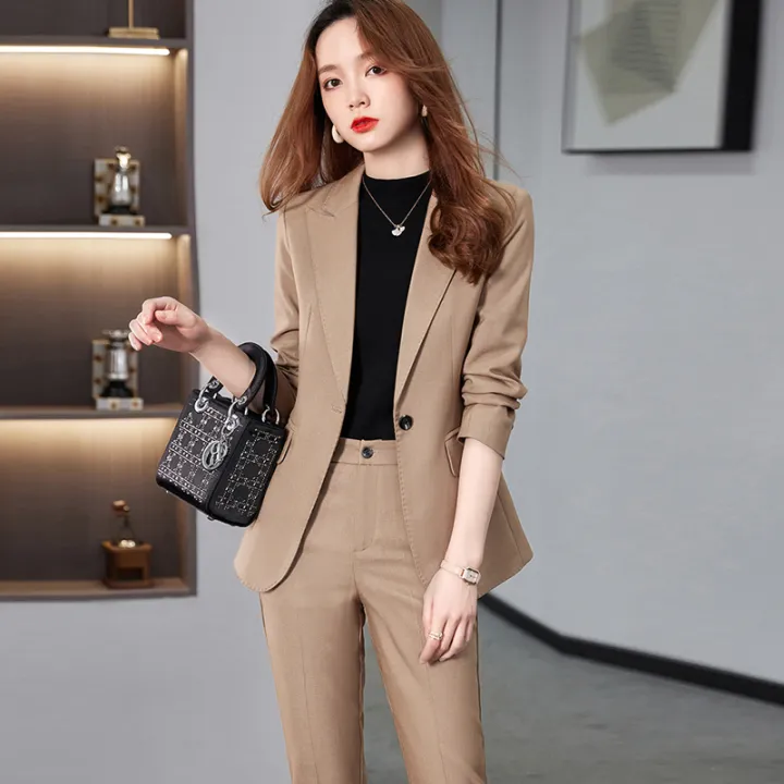 High End Professional Suit Business Women Pant Blazer 2 Pieces Set