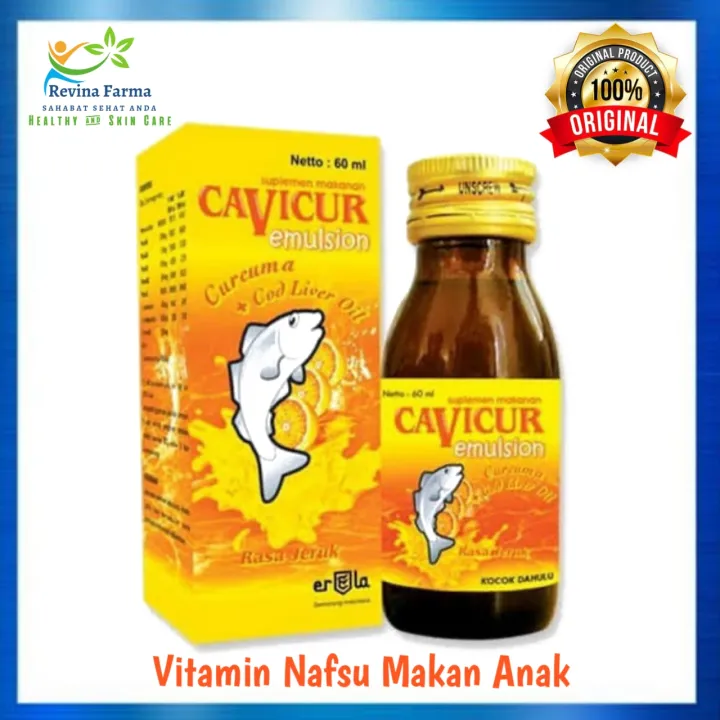 Cavicur Emulsion Syrup 60ml, Vitamin Minyak ikan Cod Liver Untuk Anak ...