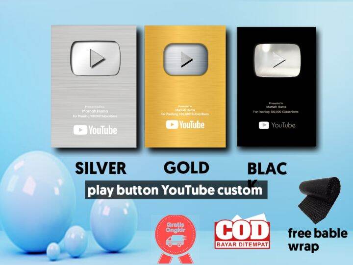 play button YouTube Replika kayu custom nama Chanel mu/hiasan dinding ...