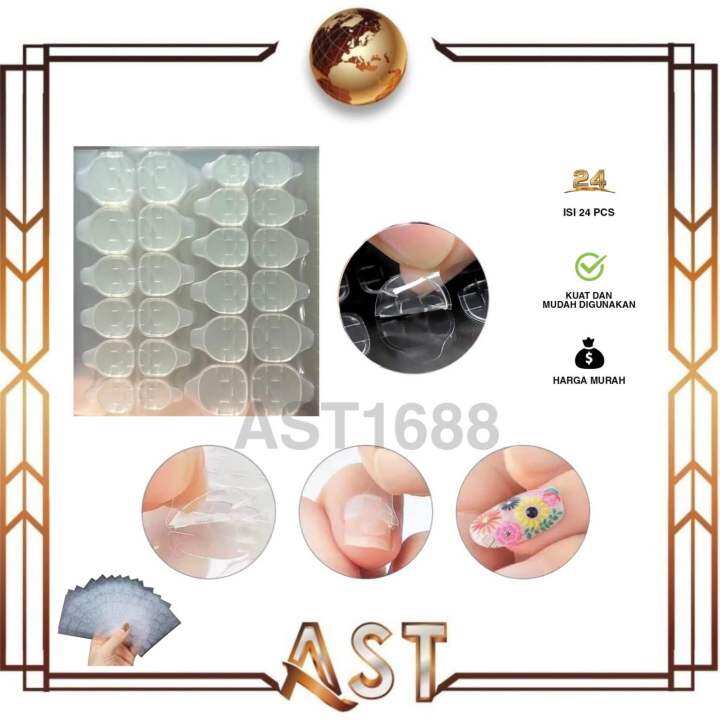 Lem Jelly Kuku Palsu isi 24pcs - Gel Nail Double Tape Bening Transparan | Lazada Indonesia