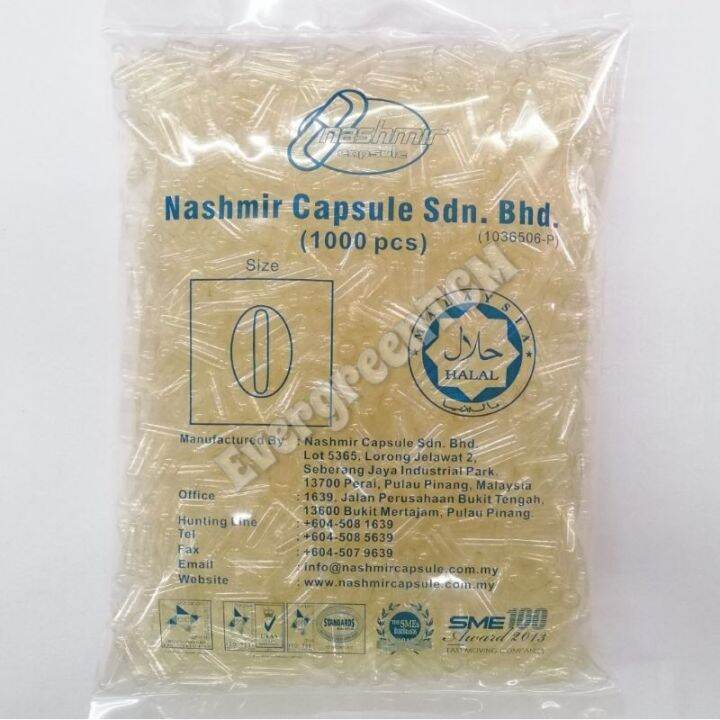 Nashmir Empty Gelatin Capsule 透明空胶囊 (Size 0/1/2) | Lazada