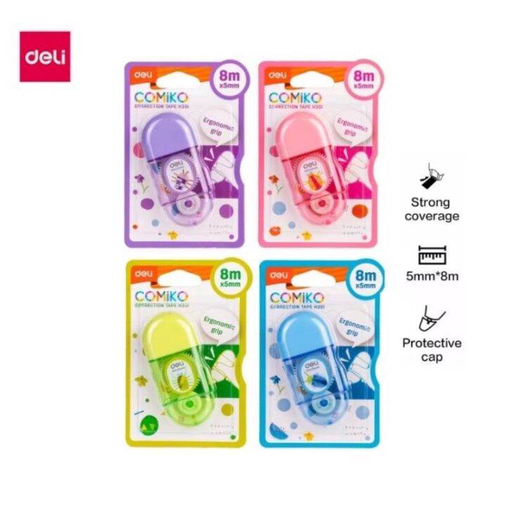 Deli เทปลบคำผิด Comiko 5mm.×8m. No.H351 (คละสี) | Lazada.co.th