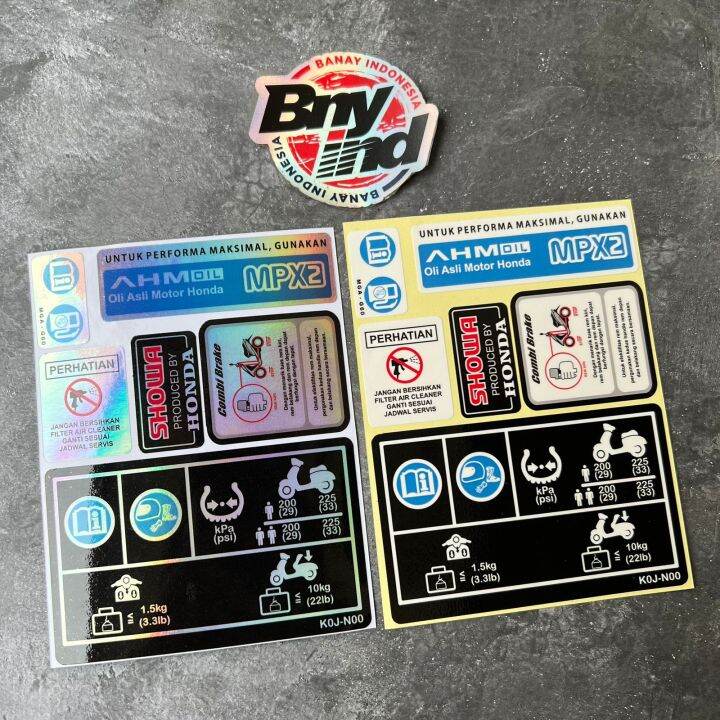 Stiker Sticker Penting Peringatan HONDA Matic New Baru Set | Lazada ...