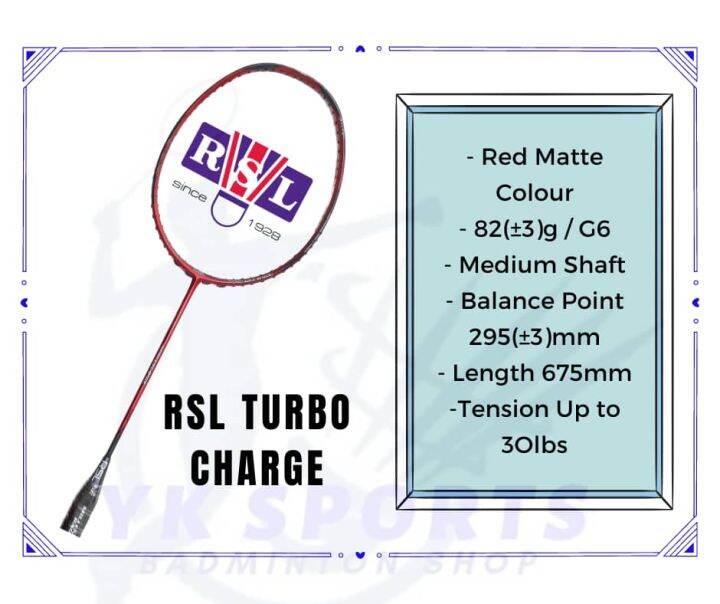 RSL TURBO CHARGE BADMINTON RACKET | Lazada