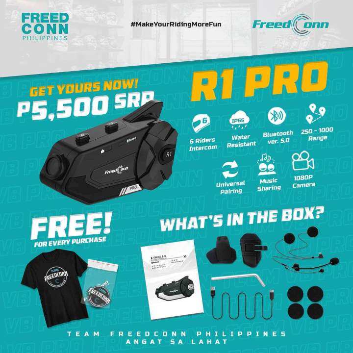 FreedConn R1 PRO Bluetooth 5.0 Motorcycle Group Intercom HD 2K Video FM ...