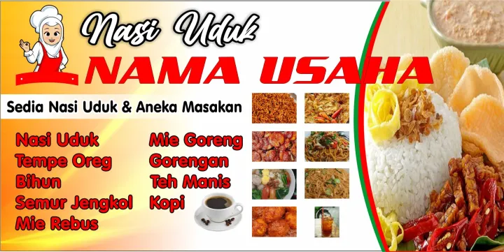 Spanduk Kuliner, nasi uduk, aneka masakan dan minuman Ukuran 200cm x ...