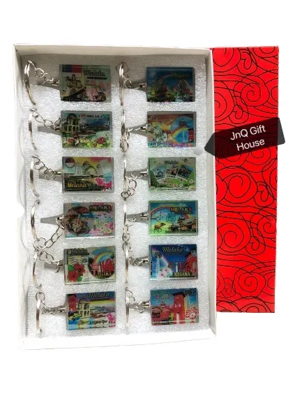 [READY STOCK]Crystal Glass Keychain Malaysia Melaka Souvenir Gift Box ...