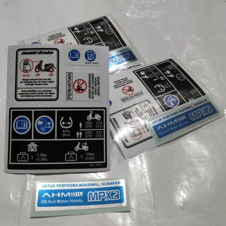 Stiker Warning/ Combi brake Motor Matic Honda New 1 set | Lazada Indonesia