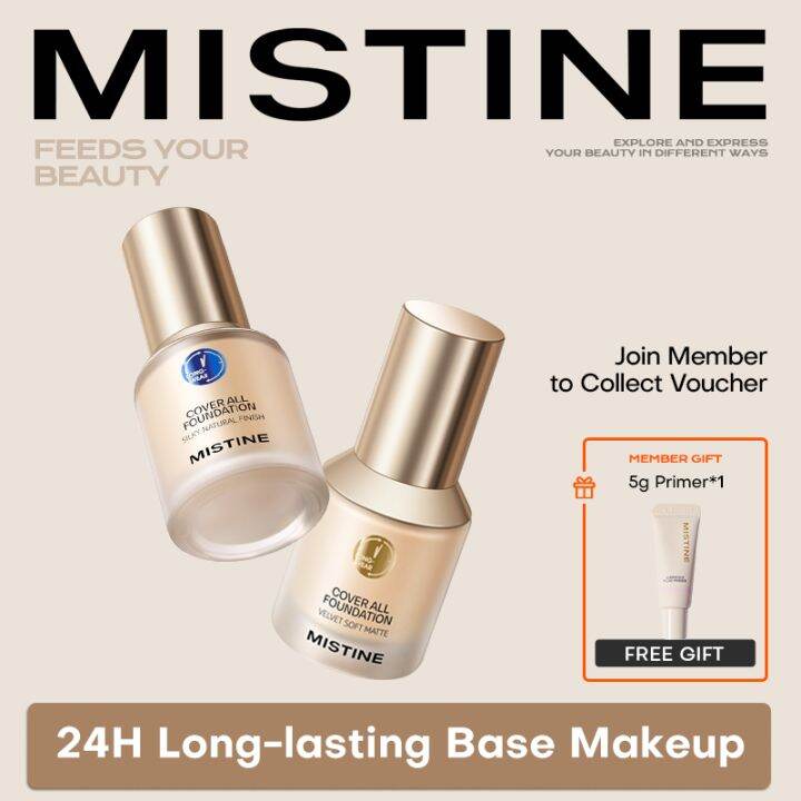 MISTINE Long-lasting Cover All Oil Control Moisturizing Liquid Foundation 30g All Skin Type ...