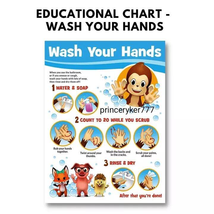 Laminated A4 Size Chart | Wash Your Hands, Stay Healthy, Hygiene Chart ...