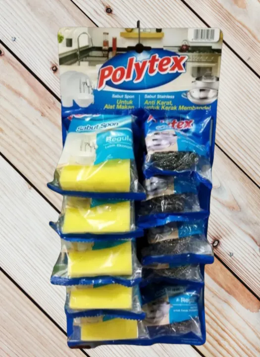 spons cuci piring polytex. 1 lembar isi 10 pcs | Lazada Indonesia