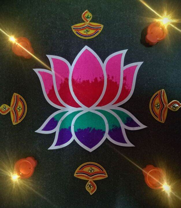 LOTUS SHAPE MDF BOARD RANGOLI (30CM) | Lazada