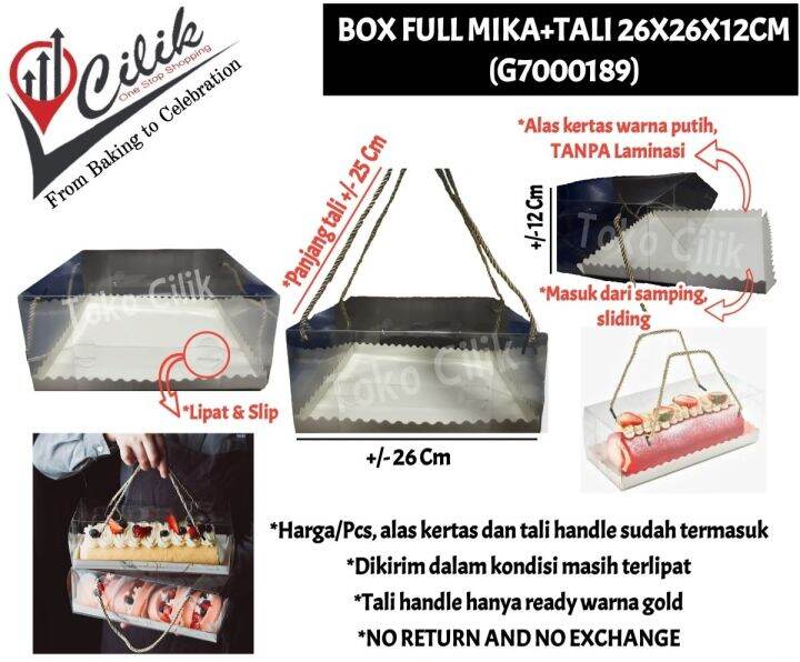 box kemasan packing mika tali 26x26x12 cm cake kue puding hamper ...