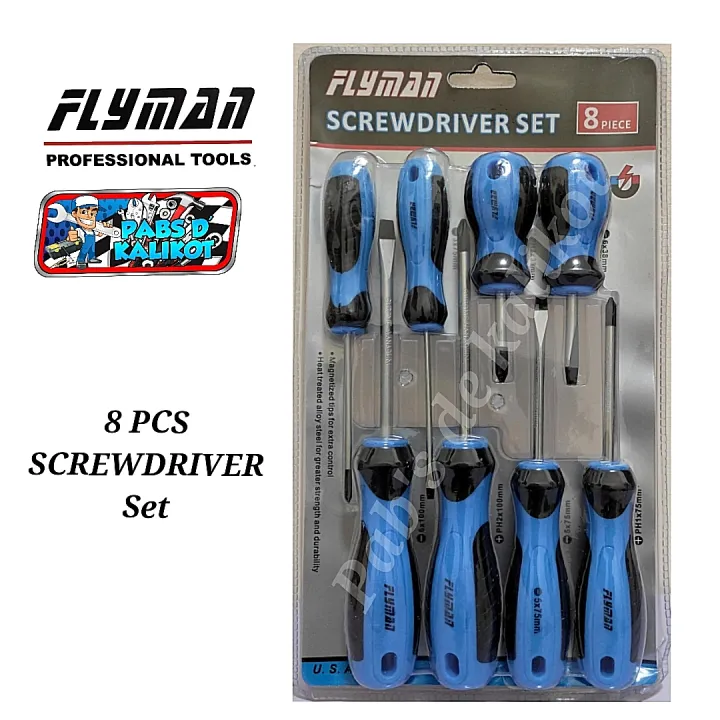 FLYMAN USA 8 PCS SCREW DRIVER SET POSITIVE AND NEGATIVE | Lazada PH