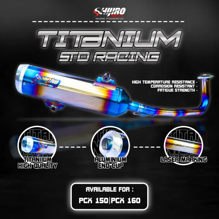 KNALPOT STANDAR RACING SHIJIRO TYPE TITANIUM FOR PCX 150 DAN PCX 160 ...