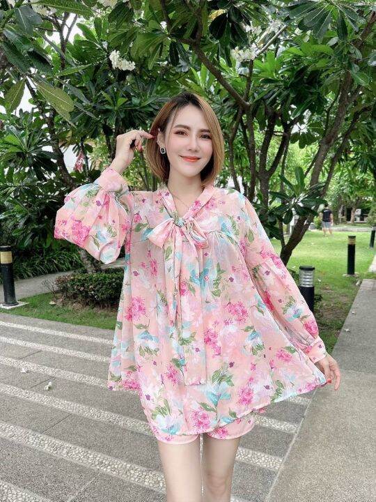 NN | SET เสื้อ+กางเกง ผ้าชีฟอง มีซับใน สวยหรูดูแพง | Lazada.co.th