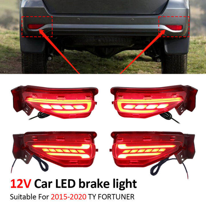 ไฟเบรกหลังรถ2ชิ้นสำหรับ TY Fortuner 2015-2020ไฟท้าย LED ไฟสัญญาณเลี้ยว3 ...