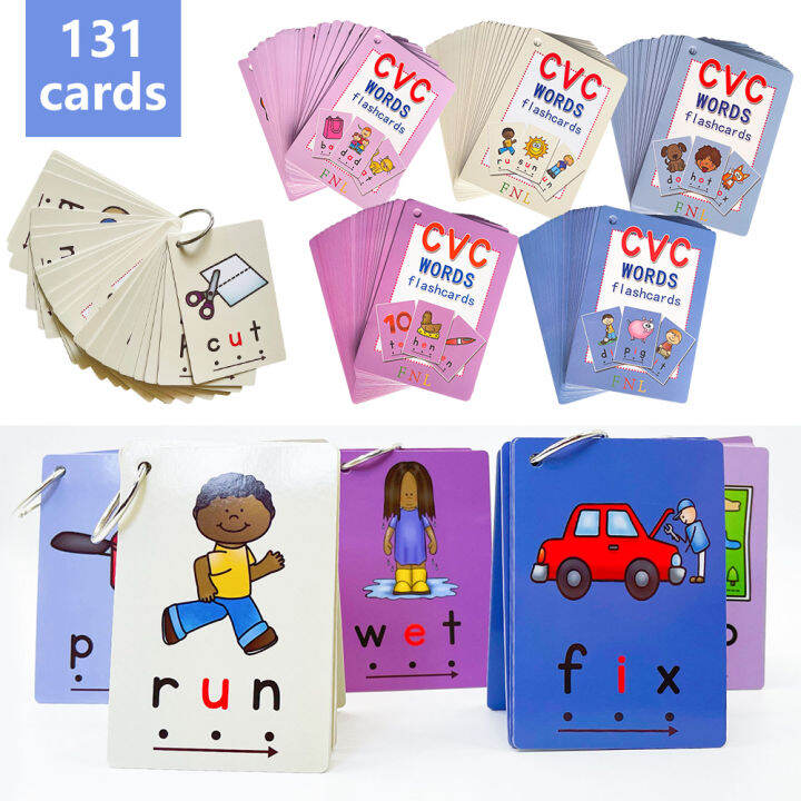 131pcs Kids Educational Flashcards English Words for Kids Set Flash ...