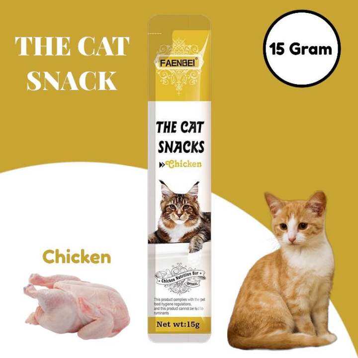 FAENBEI CHICKEN Snack Hewan Peliharaan Cemilan Kucing Cat Strip 15g ...