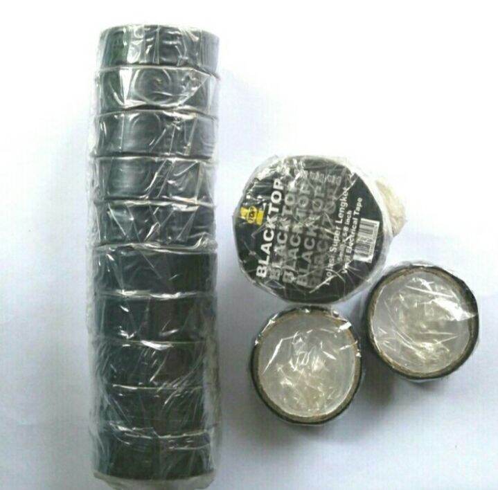 Solasi hitam Listrik/Lakban plastik hitam Listrik Perpack isi 10 pcs ...