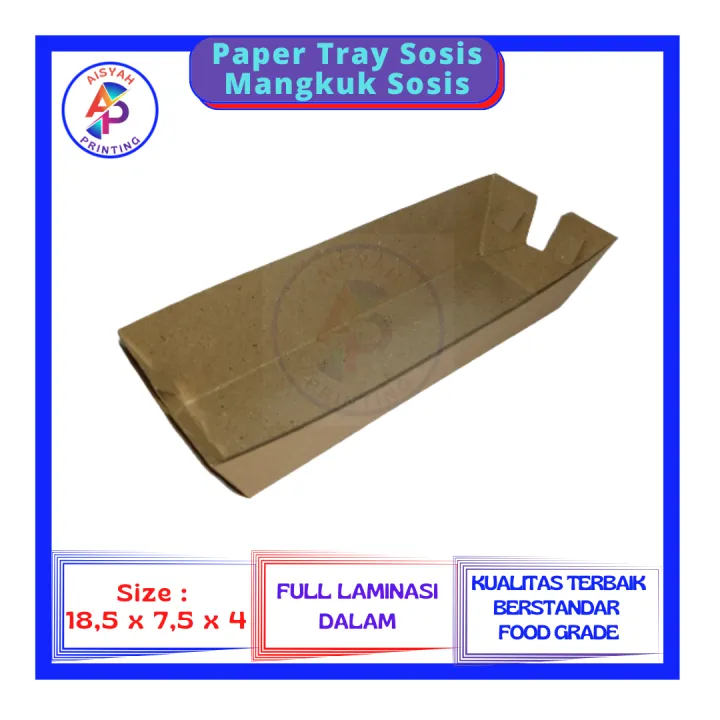 ( isi 50 pcs ) Paper Tray Sosis , Wadah sosis, Tempat Sosis Bahan craft ...