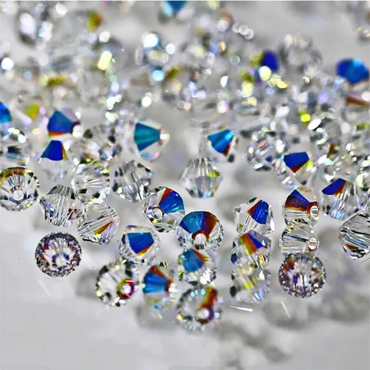 แก้ว Spacer ลูกปัด Biconical รูปร่างคริสตัลหลวมลูกปัดสร้อยคอสร้อยข้อมือ ...