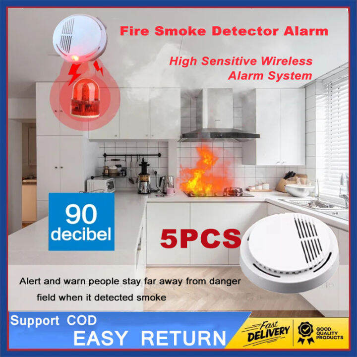 Portable Independent Smoke Detector Fire Alarm 9V Photoelectric ...