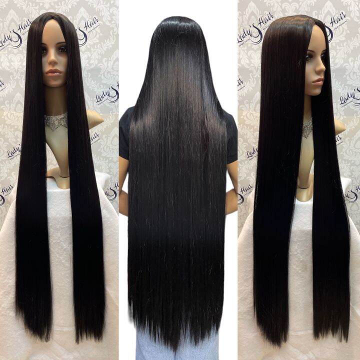 Wig rambut palsu panjang lurus tanpa poni panjang 100 cm | Lazada Indonesia