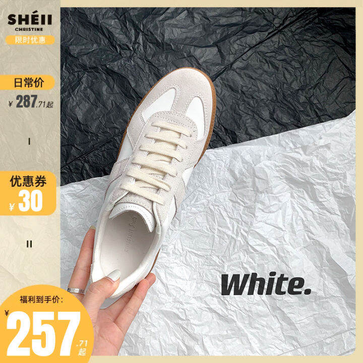 Sheii ซูอินน์】รุ่นของแท้มาก ~ รองเท้าฝึกเยอรมันลำลองสีขาวหนังแท้แนววิน ...