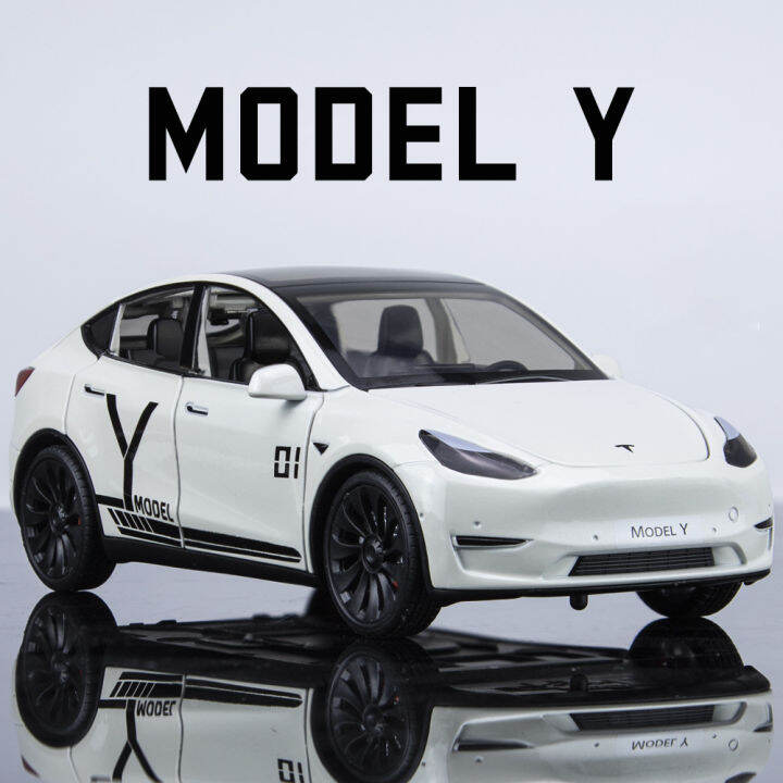 【RUM】1:24 Scale Tesla Model Y Alloy Car Model Light & Sound Effect ...