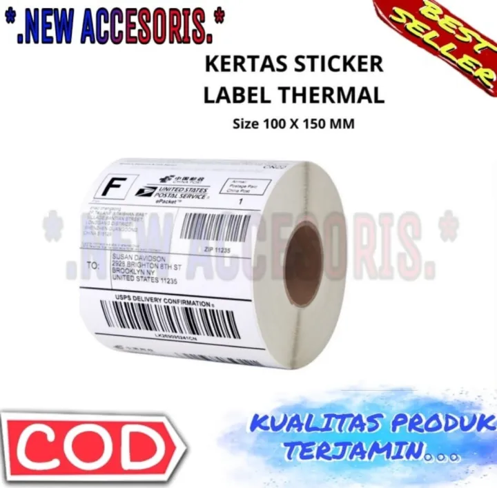 Kertas sticker thermal ukuran 100x150 isi 500 pcs / Label Thermal ...