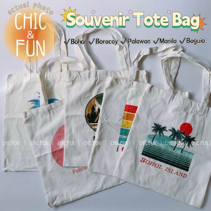 Boracay Bohol Baguio Souvenir Tote Bag with zipper | Lazada PH