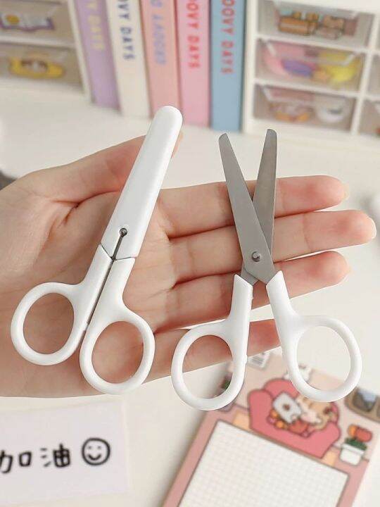 Gunting Putih Aesthetic White Scissors Mini Guting Lucu dengan Penutup ...