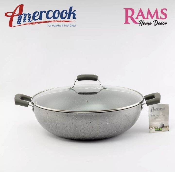 HOT🔥AMERCOOK LAVA STONE 36CM/40CM INDUCTION NON STICK COOKWARE SET/WOK ...